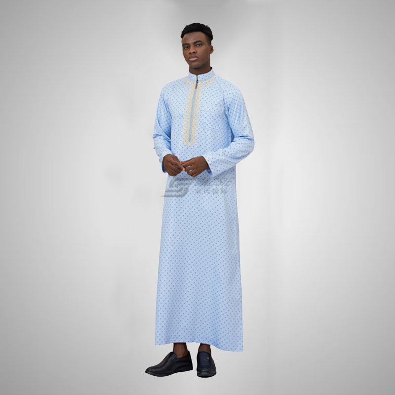Printed TR fabric with big embroidery design fashion Qatar Robe Muslim ...